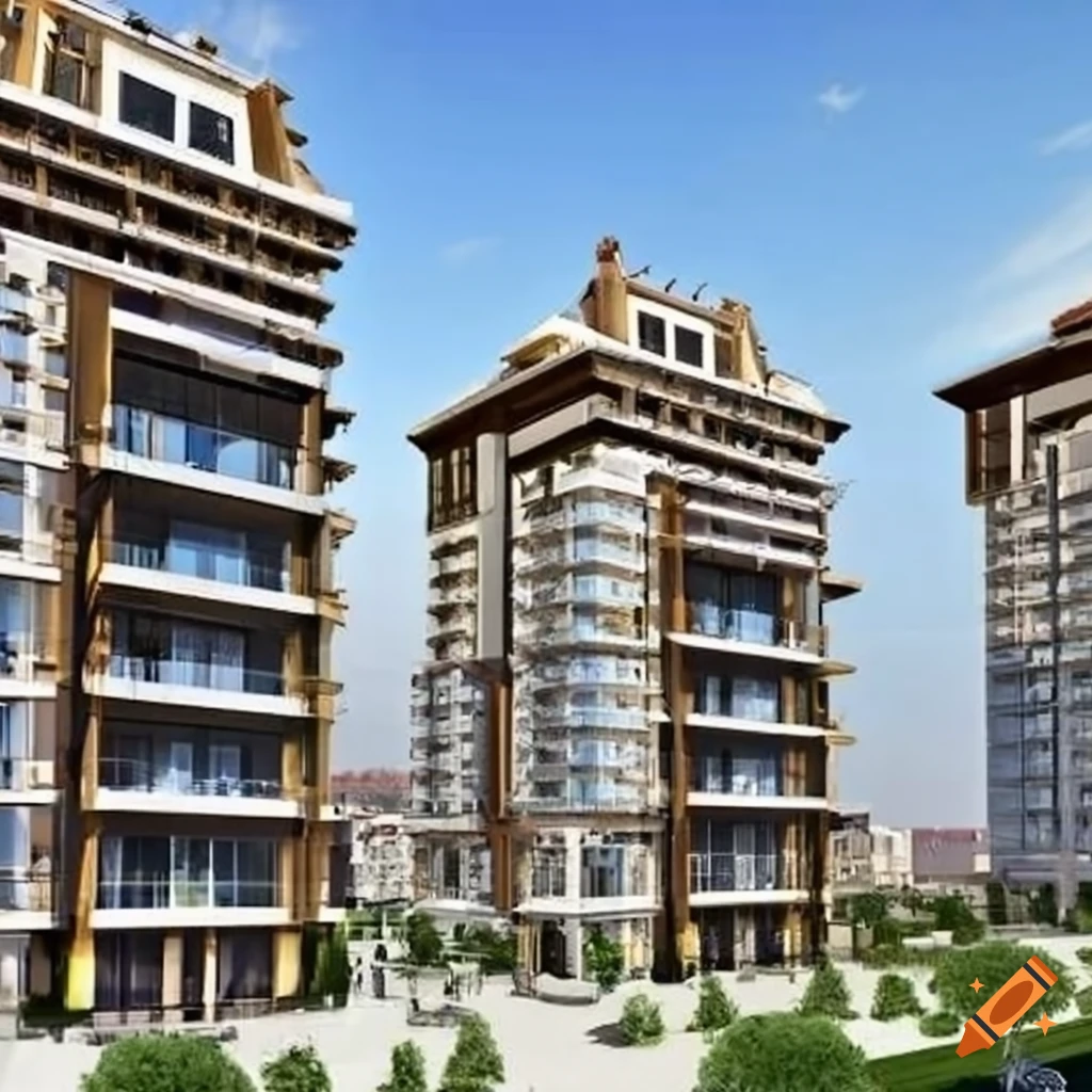 Luxury residential complex with buildings in turkey on Craiyon