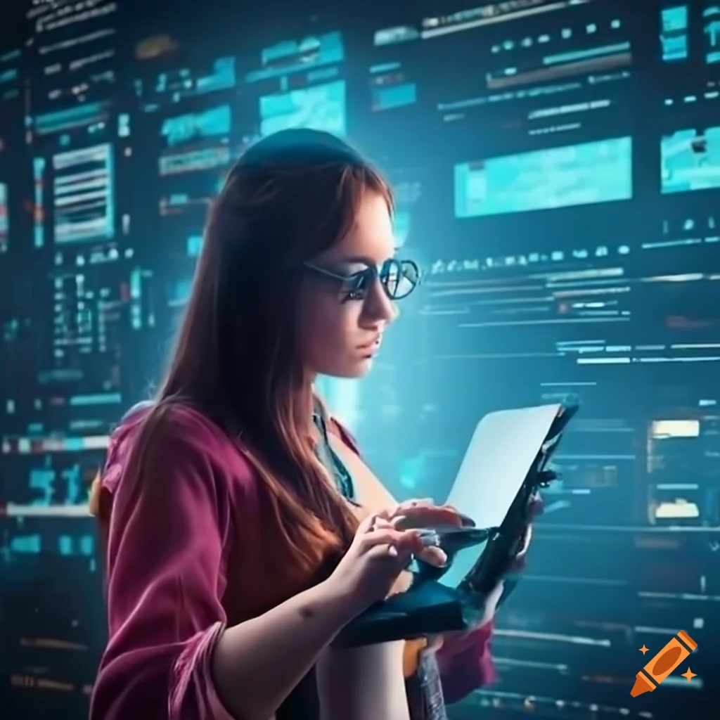 A web developer female in action in front of her screen