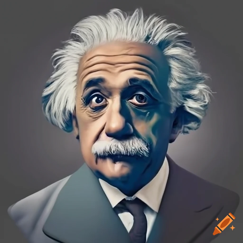 Einstein index finger pointing at head on Craiyon