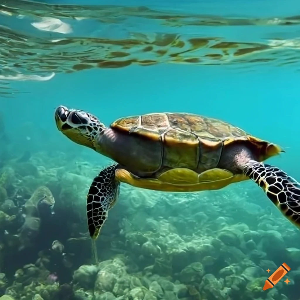 Turtle green swimming