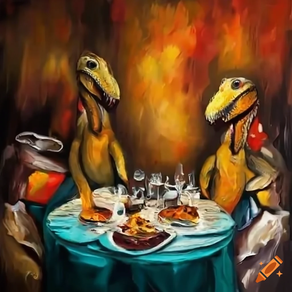 Dinosaurs Eating Dinner