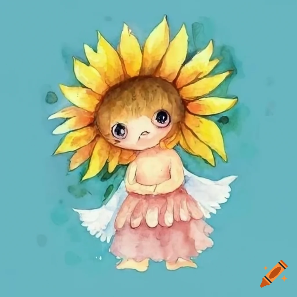 Cute sunflower angel on Craiyon