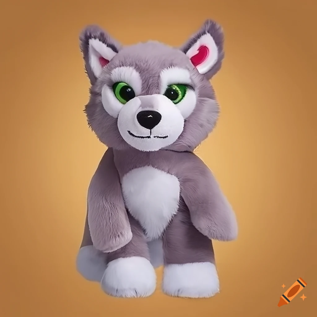 Build a bear wolf with green eyes and green pawpads