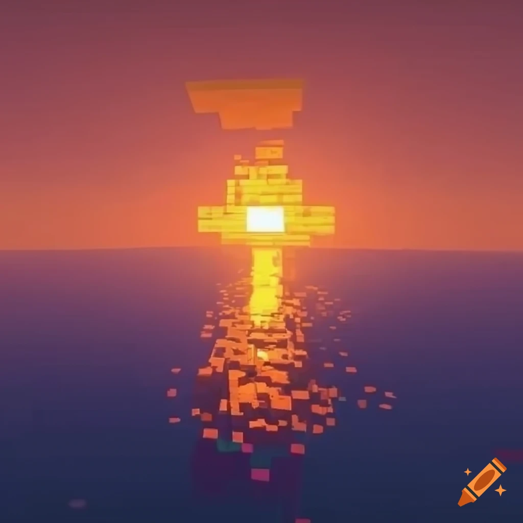 A beautiful sunset in a minecraft world on Craiyon