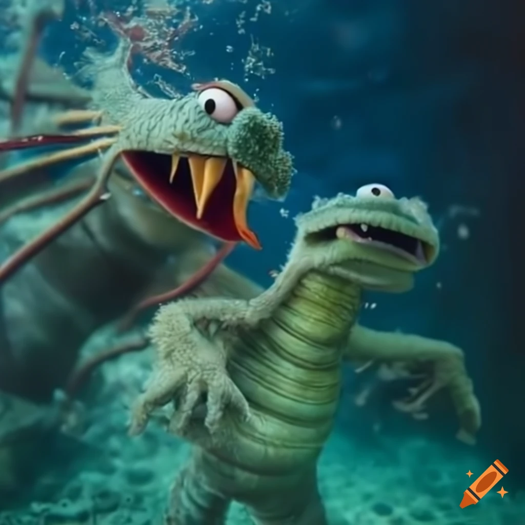 Muppet dragon underwater on Craiyon