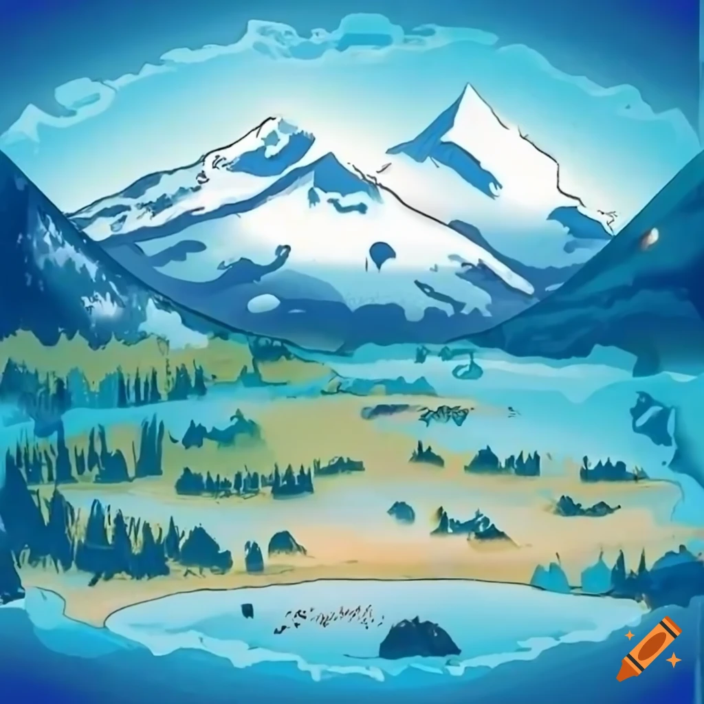 Draw a map of a fantasy world, including a large snow field, and ...