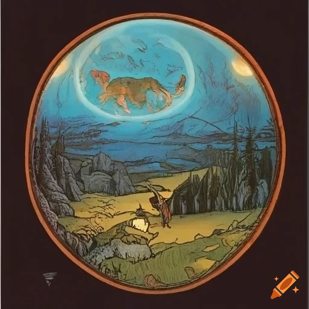 Tolkien ivan bilibin llustration of fantastical rivendell landscape ...