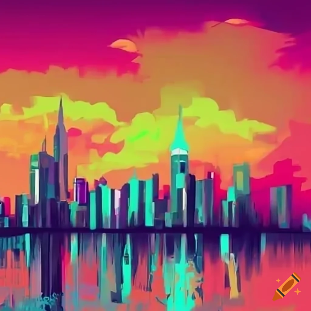 Digital style cityscape