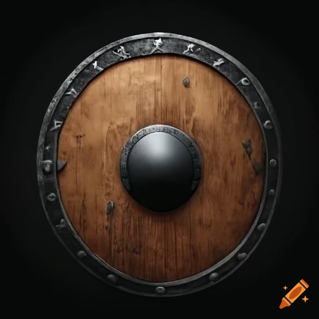 Viking shield with runes on it