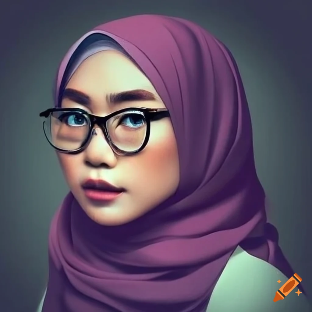 Beautiful indonesian hijab women using glasses on Craiyon