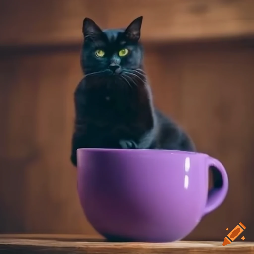 A quirky black cat sitting on a wooden shelf playfully knocking over a ...