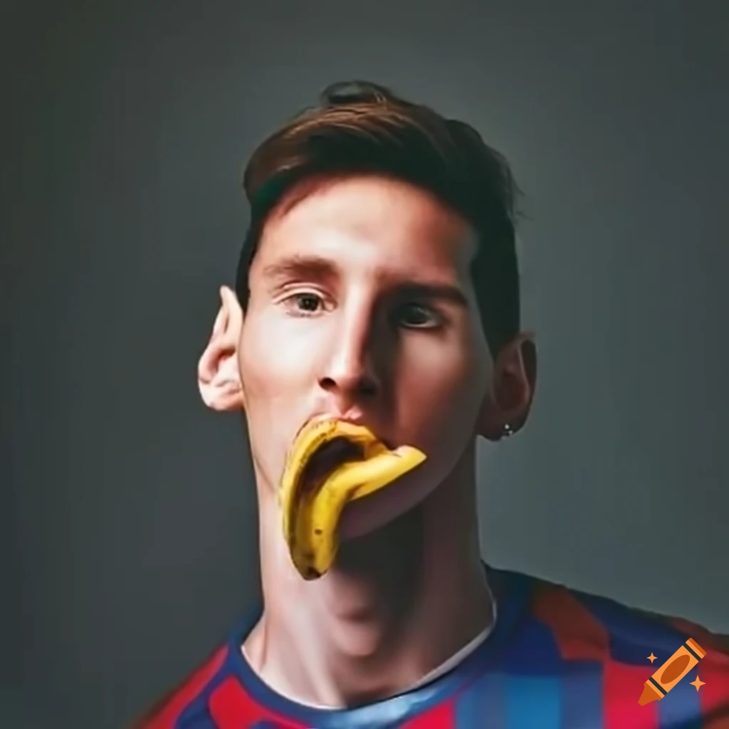 Messi eating a banana on Craiyon