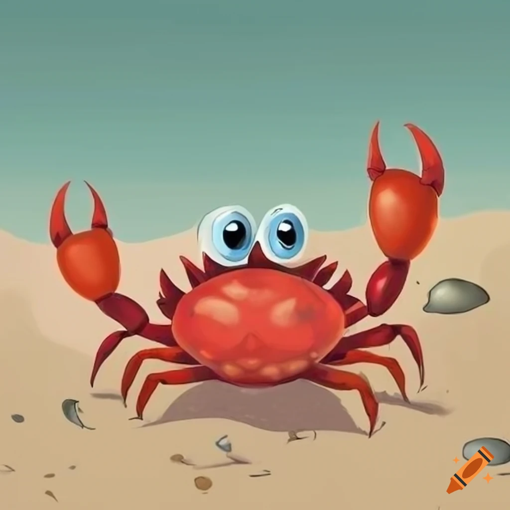 Illustration for children's book.Cruzy is a red smart crab with a ...