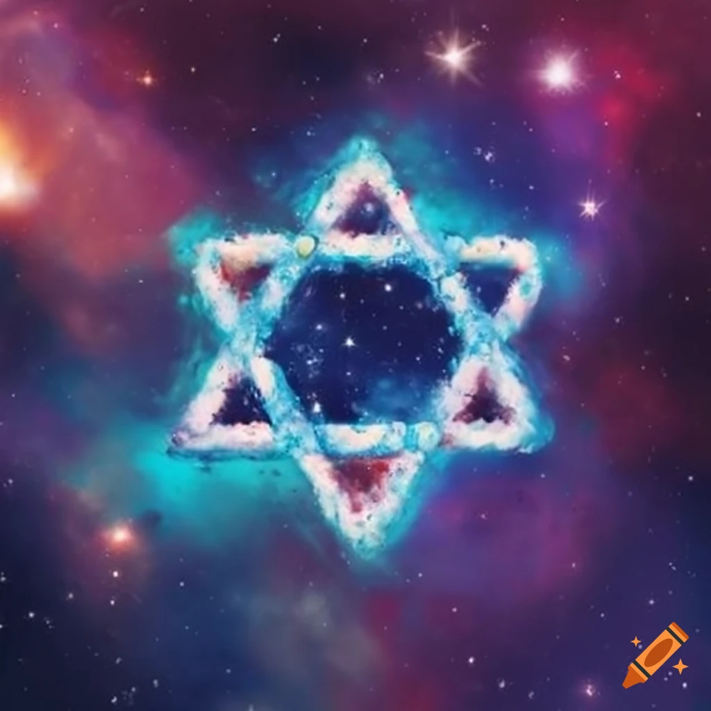 Stars in space forming star of david shape