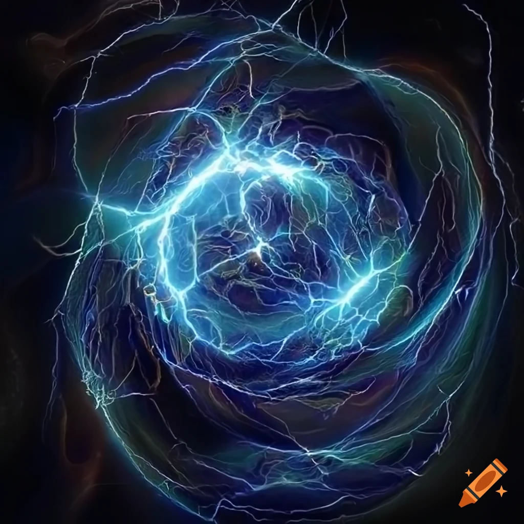 Thunderheart core, mesmerizing artifact, emanating an aura of electric ...