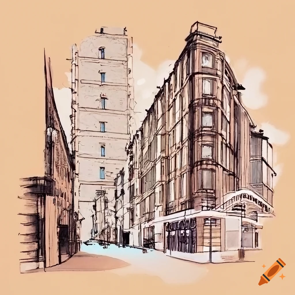 Urban space detail drawing architecture on Craiyon