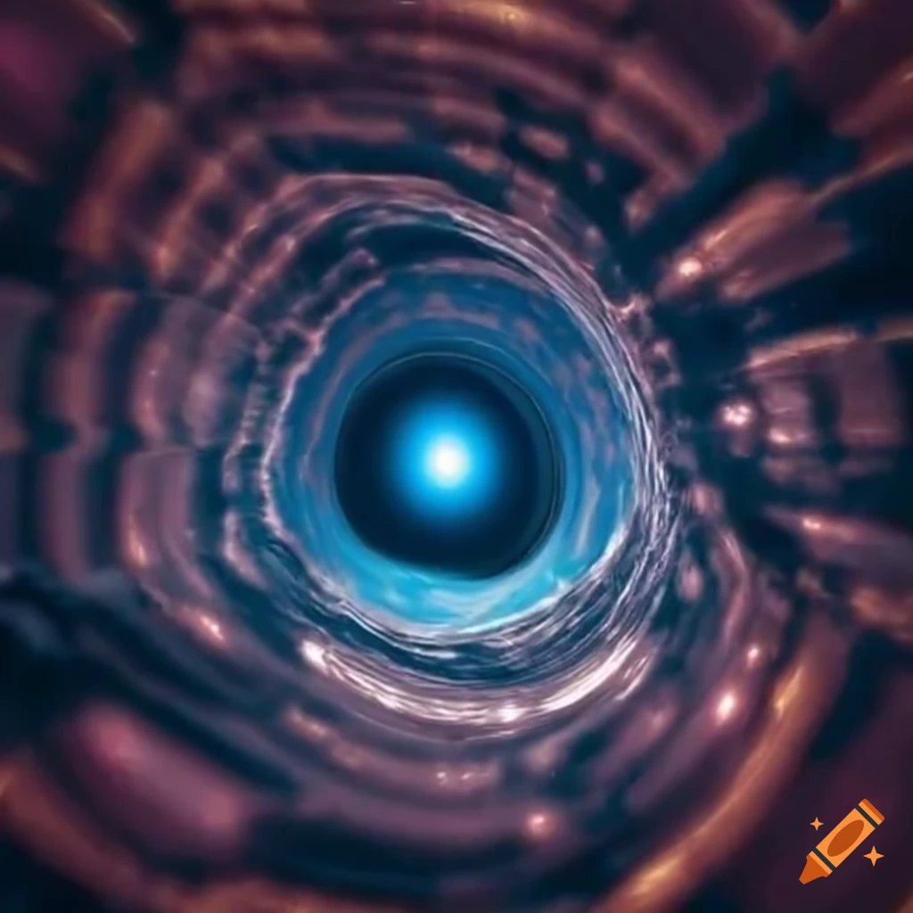 Wide angle view of what it looks like going through a wormhole in space ...