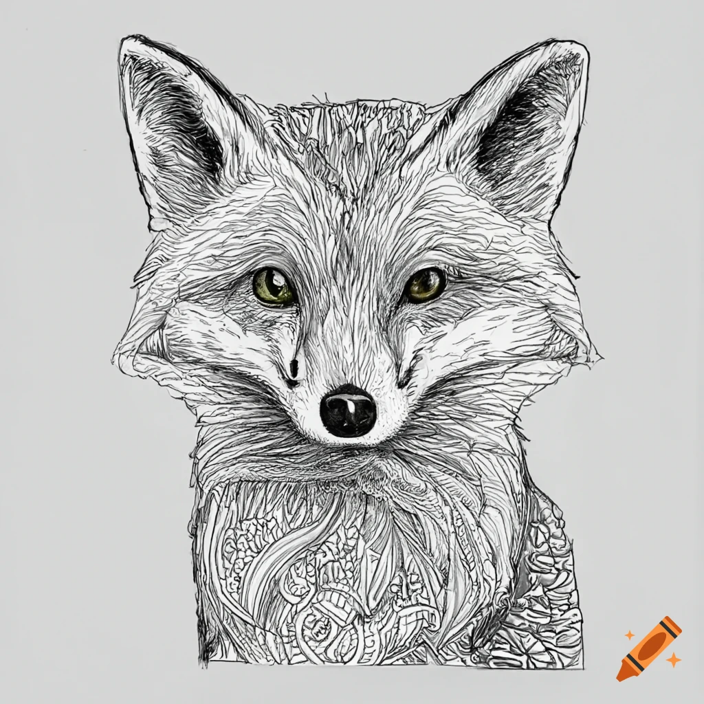 Full shot, fox, colouring-in-sheet