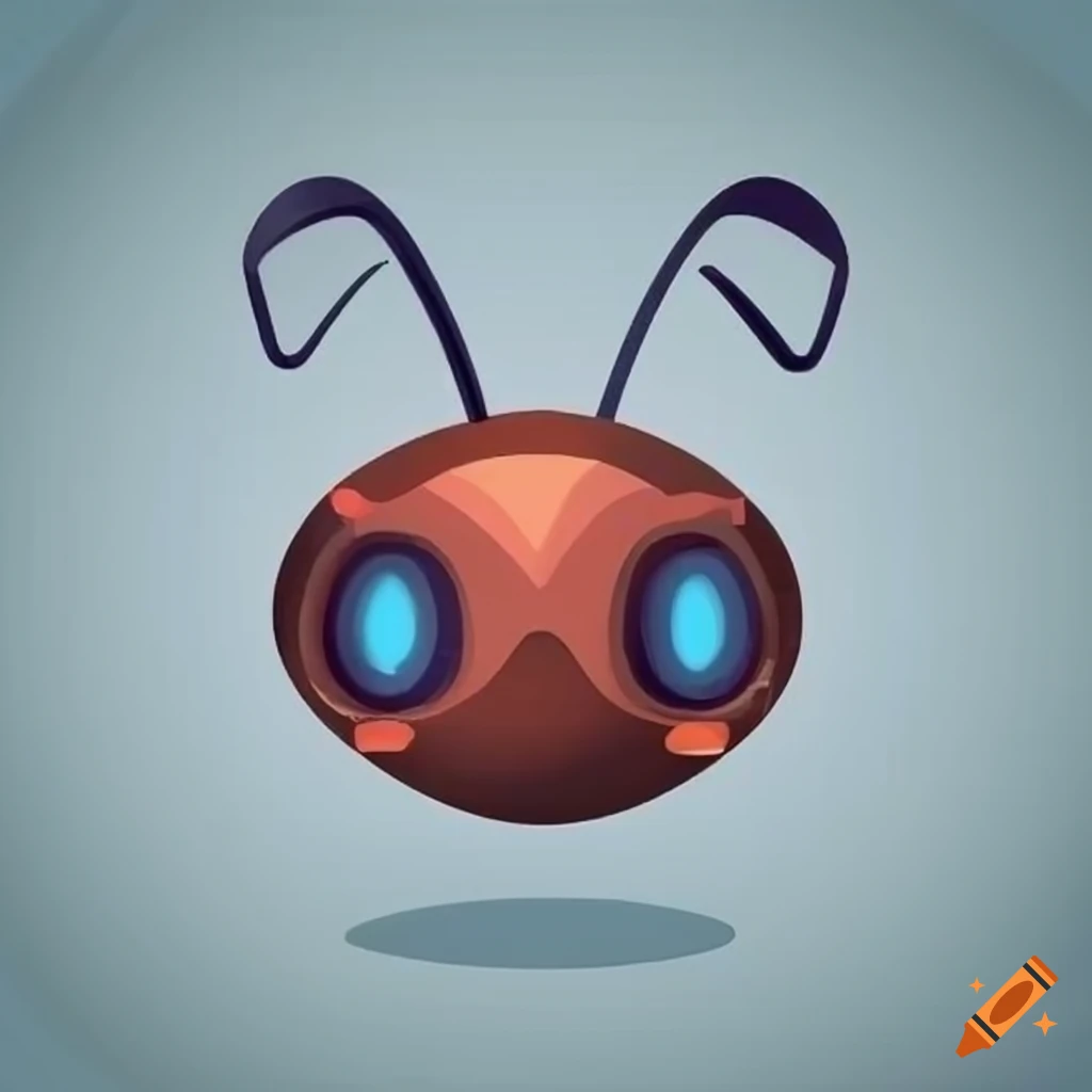 Logo cute cyber ant face with microchip implants on face on Craiyon