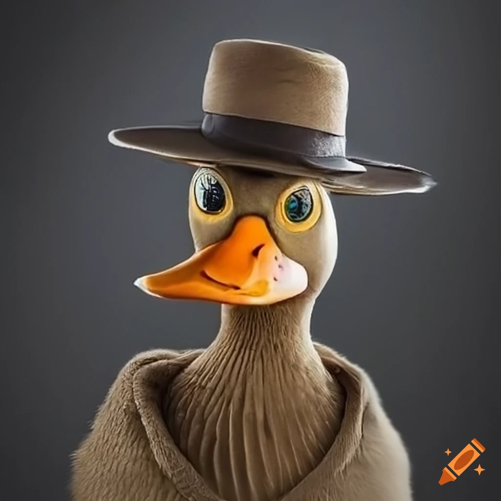 A clever duck dressed as a detective