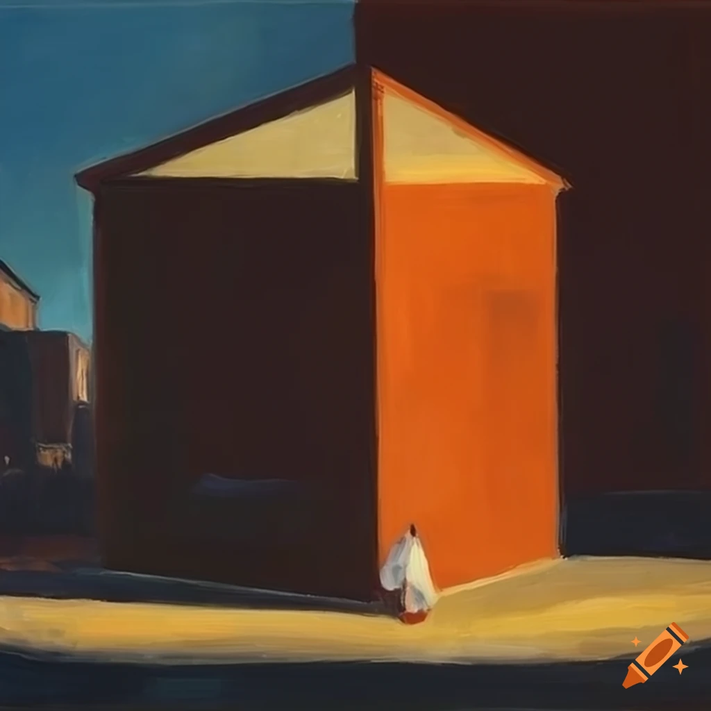 Like a painting of Edward Hopper. Afternoon, on a large boulevard in an ...