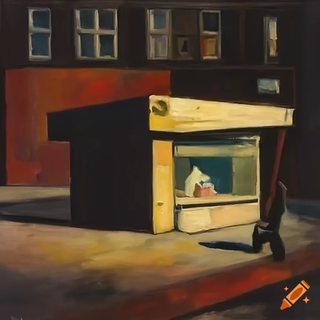 Like a painting of Edward Hopper. Afternoon, on a large boulevard in an ...