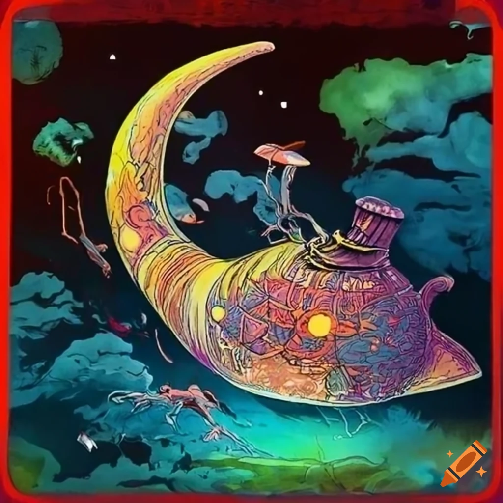 Roger dean. lunar flying teapot whatsapp samurai invisible on Craiyon