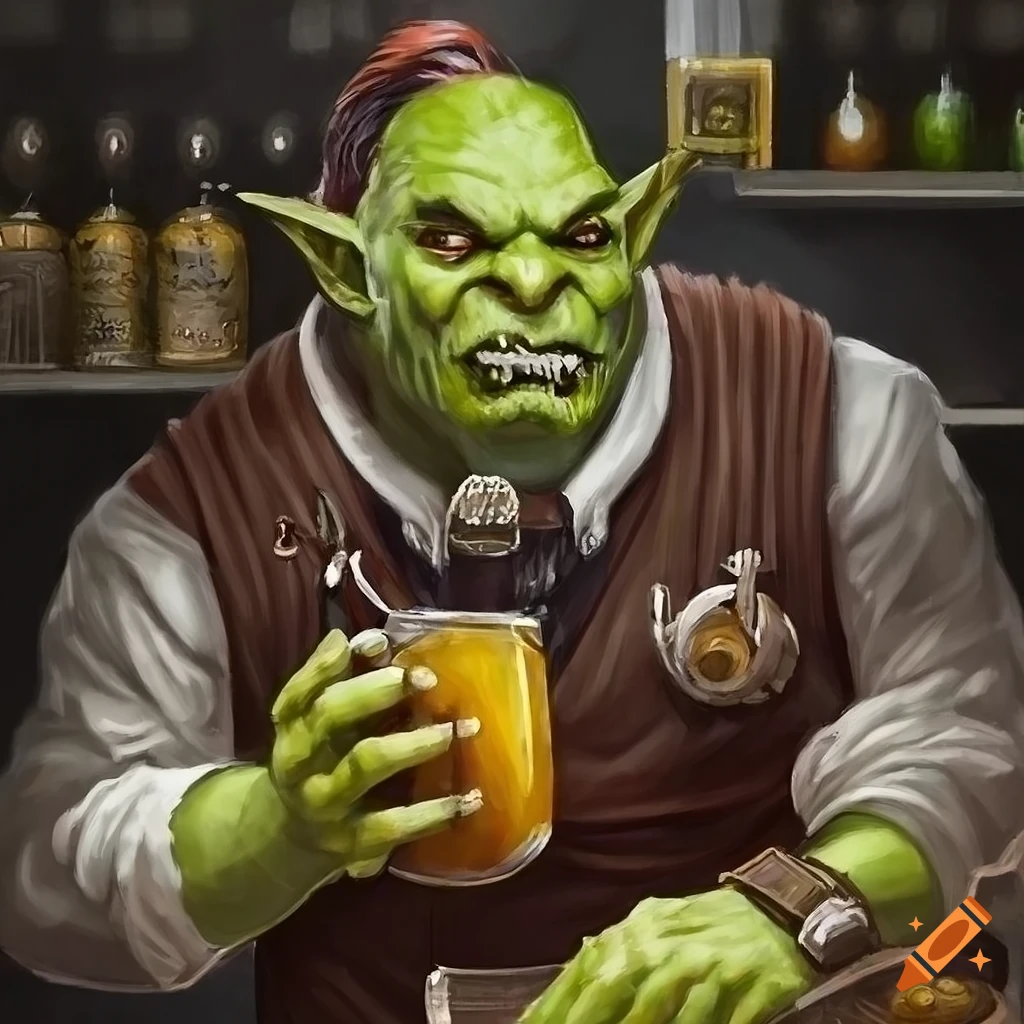 An orc bartender, by justin gerard and greg rutkowski, digital art ...