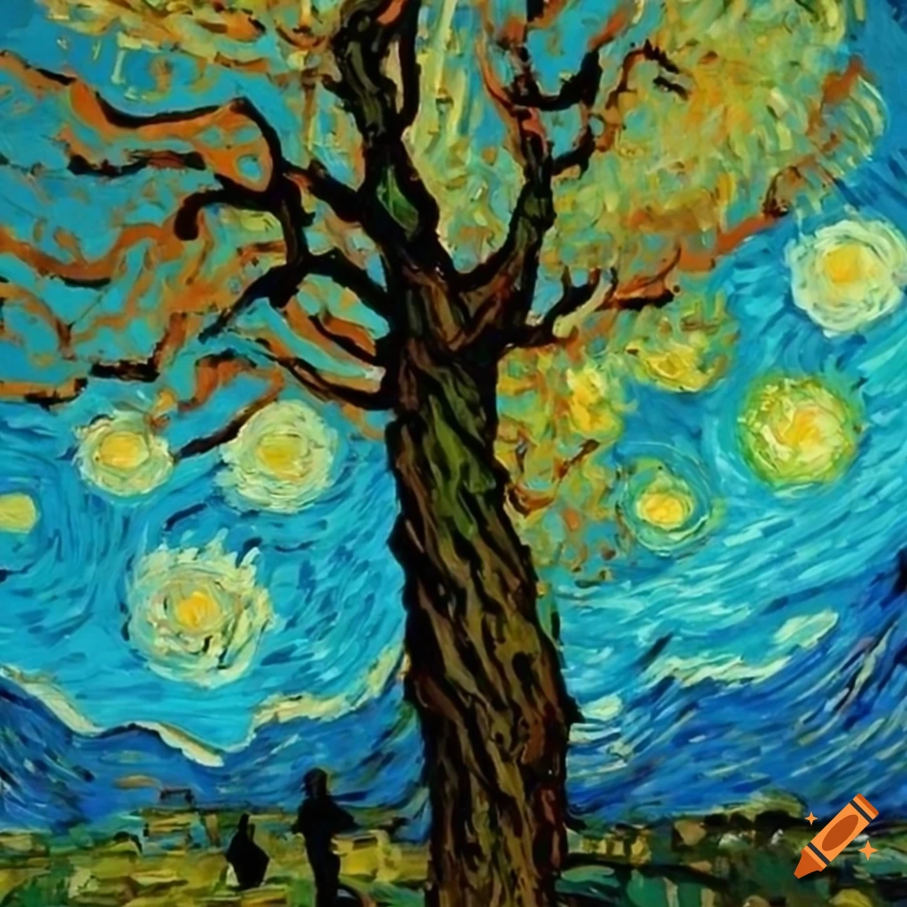 Tree person in the style of van gogh