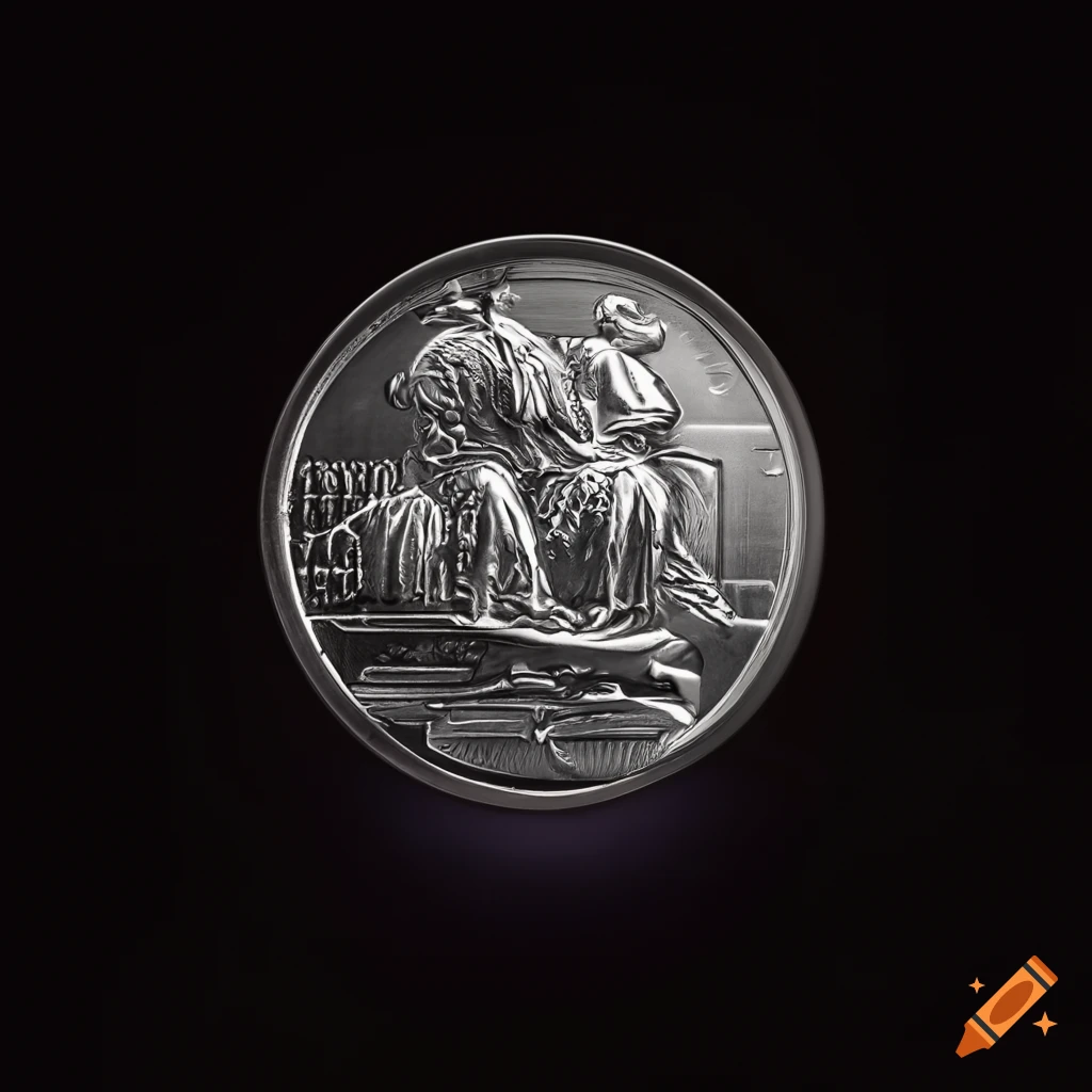 Silver coin with freedom imagery on Craiyon