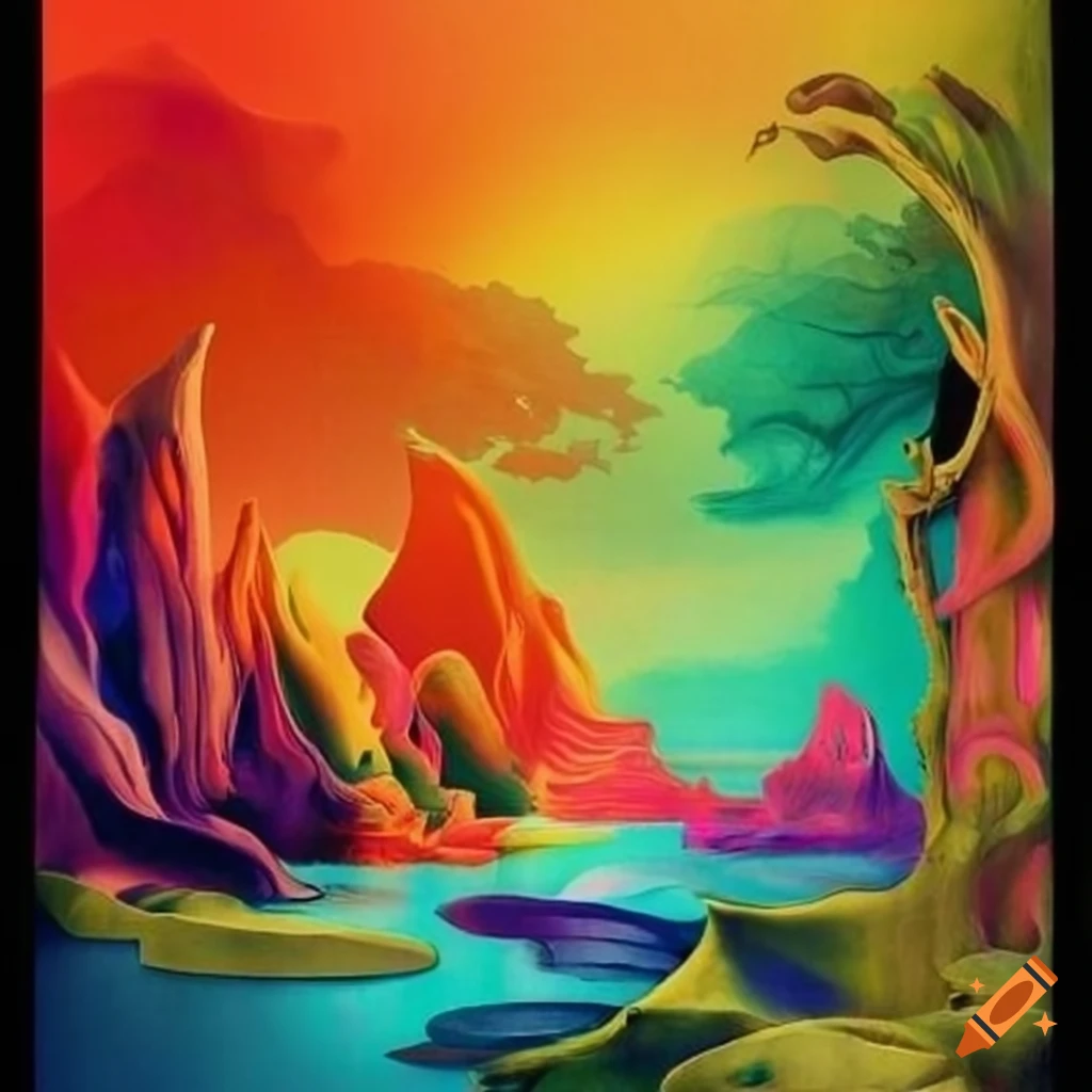 Colorful art poster design by roger dean