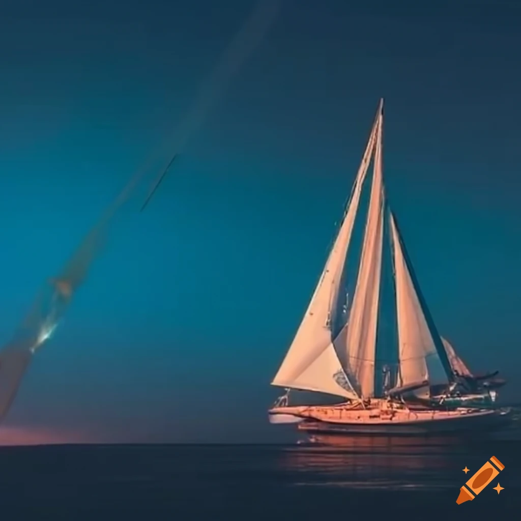A sailing boat with booster rockets