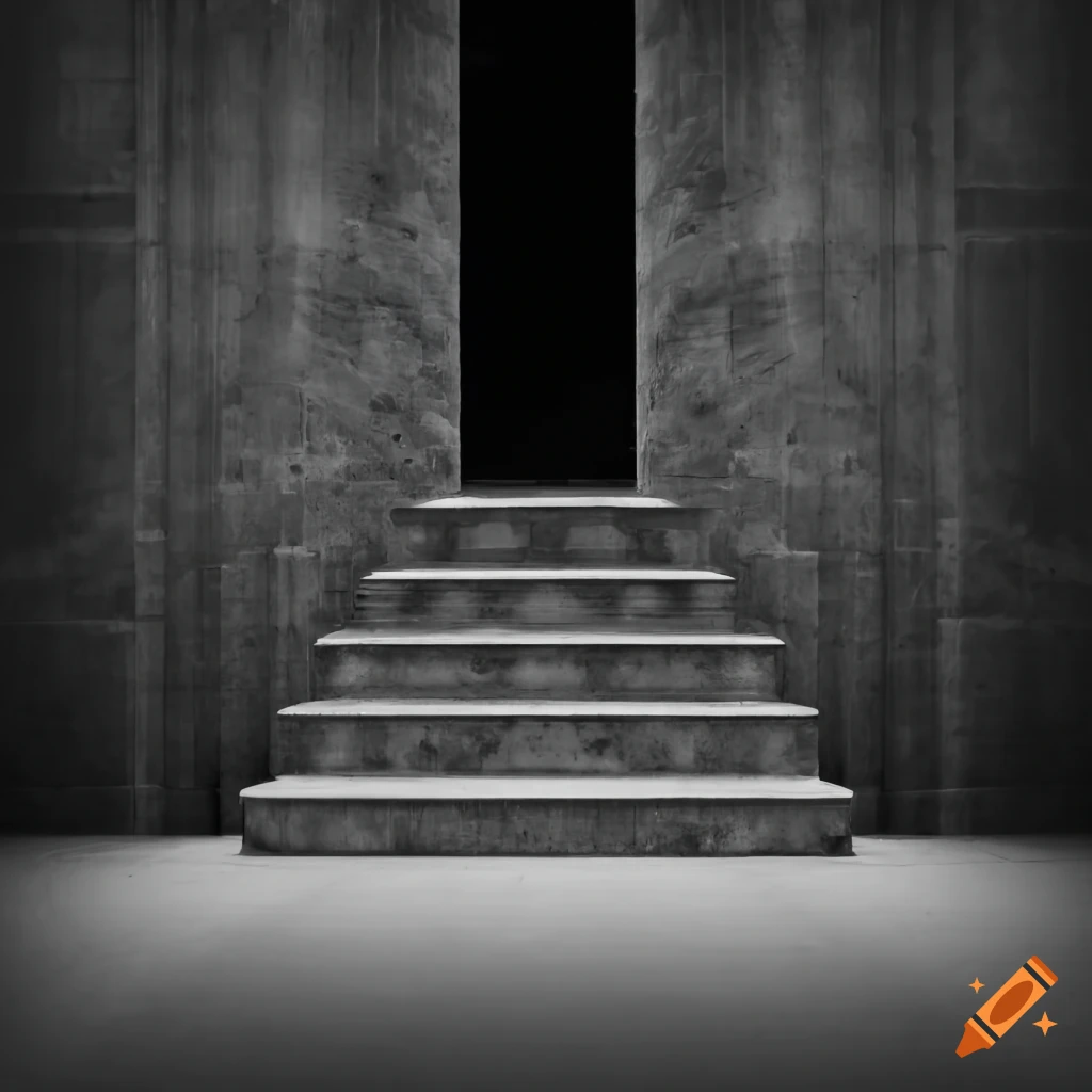 Raised performing stage with concrete corridor in background