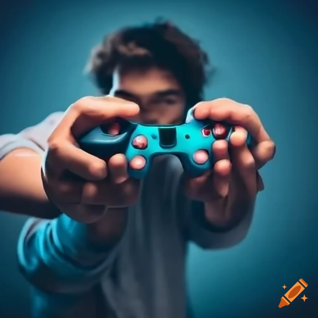 Guy gaming happily holding 2 controllers in each hand