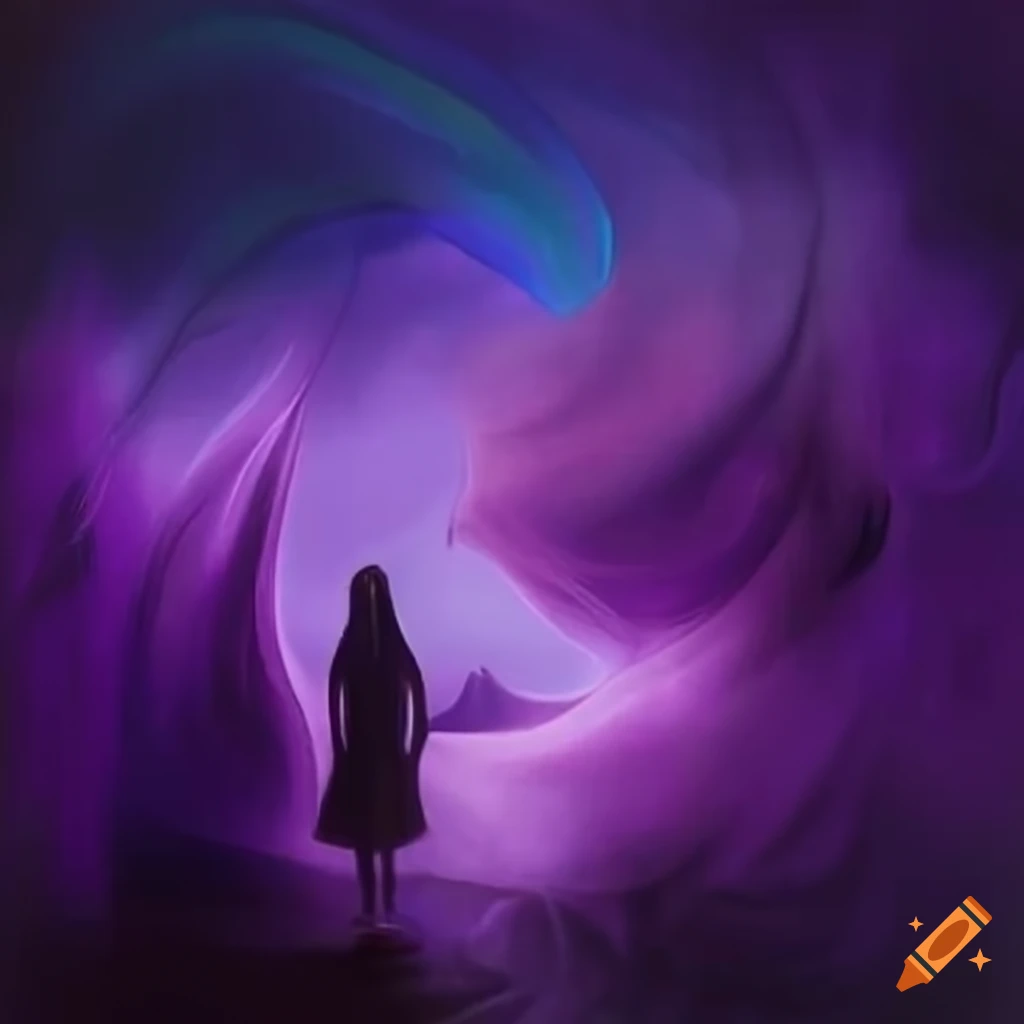 Purple and violet shaded spirit in deep sorrow for loss on Craiyon