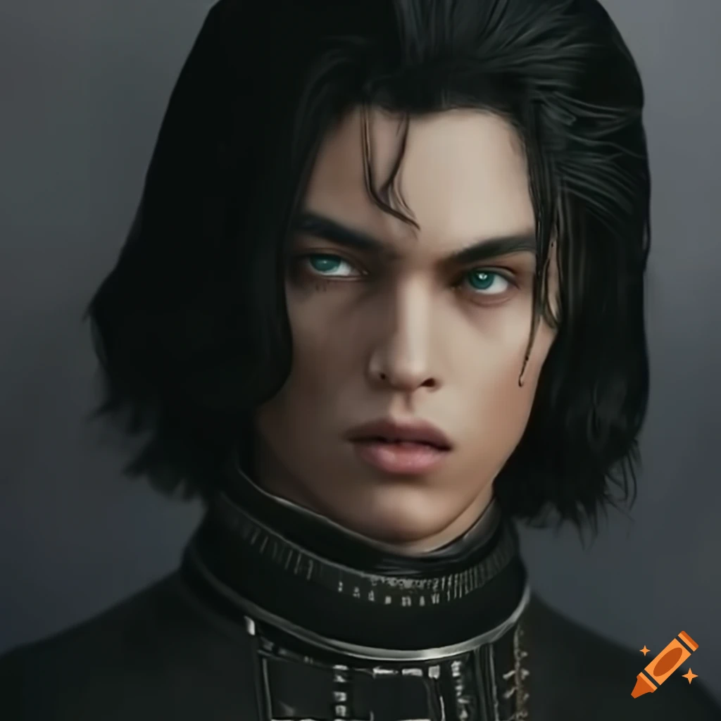 Alvar tyrell black hair staring at talion velaryon on Craiyon