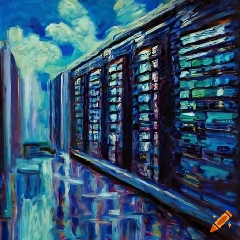 Monet painting of a data center with a lot of servers on Craiyon