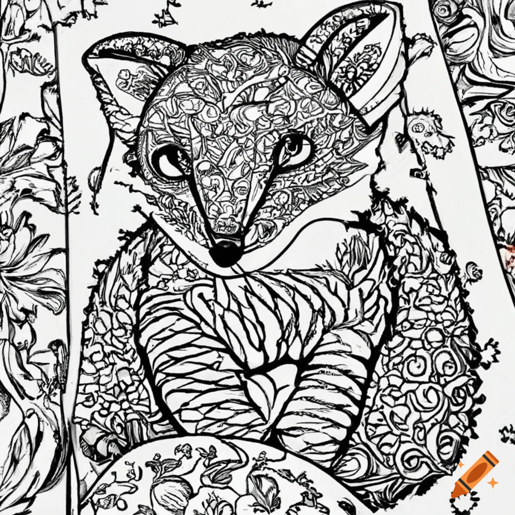 Colouring book fox on Craiyon