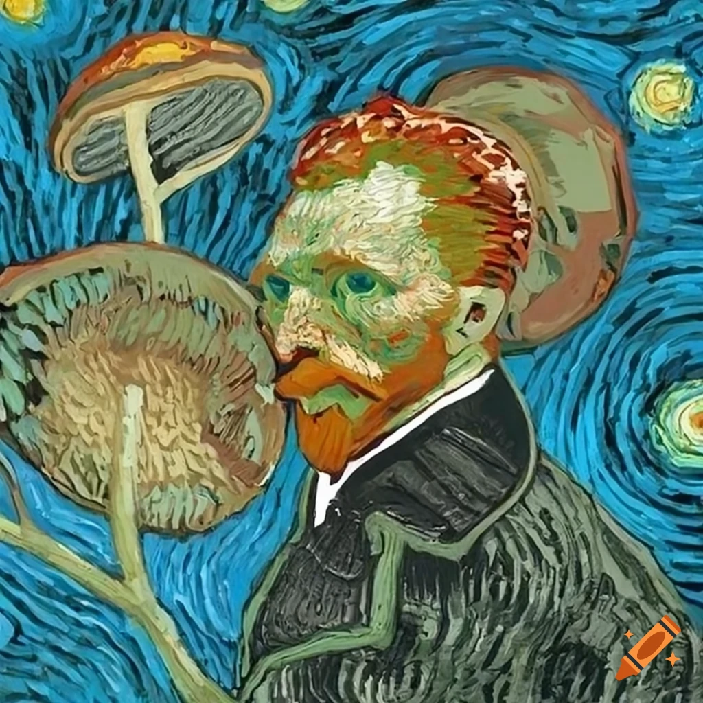 Mother tree and fungi networks in the style of van gogh