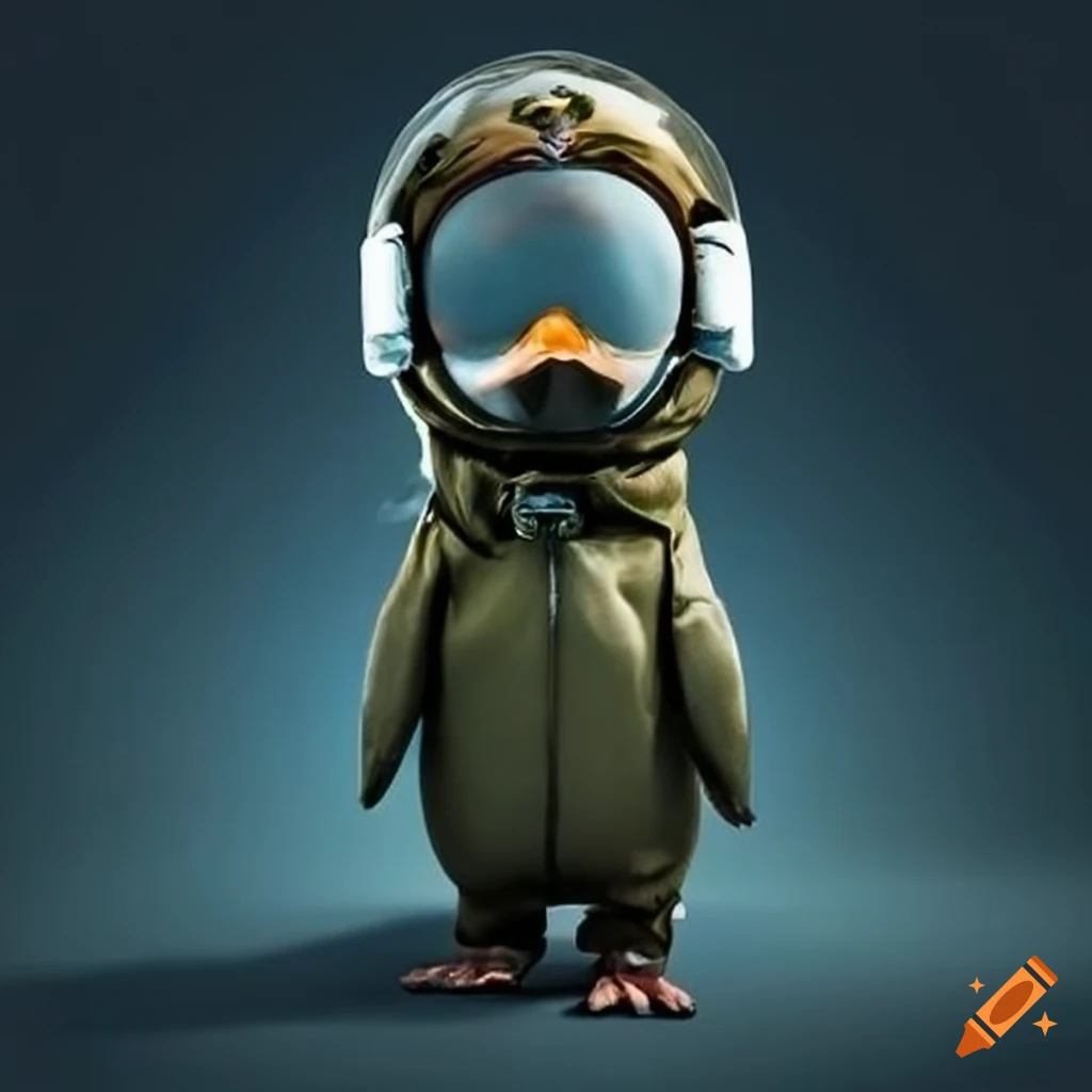 Penguin in a pilot's suit on Craiyon