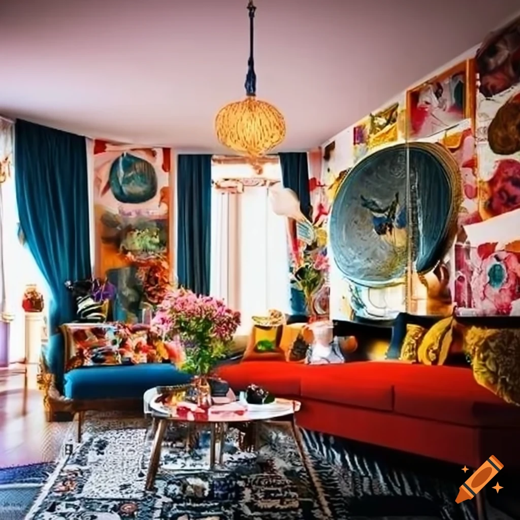 Modern maximalist living room