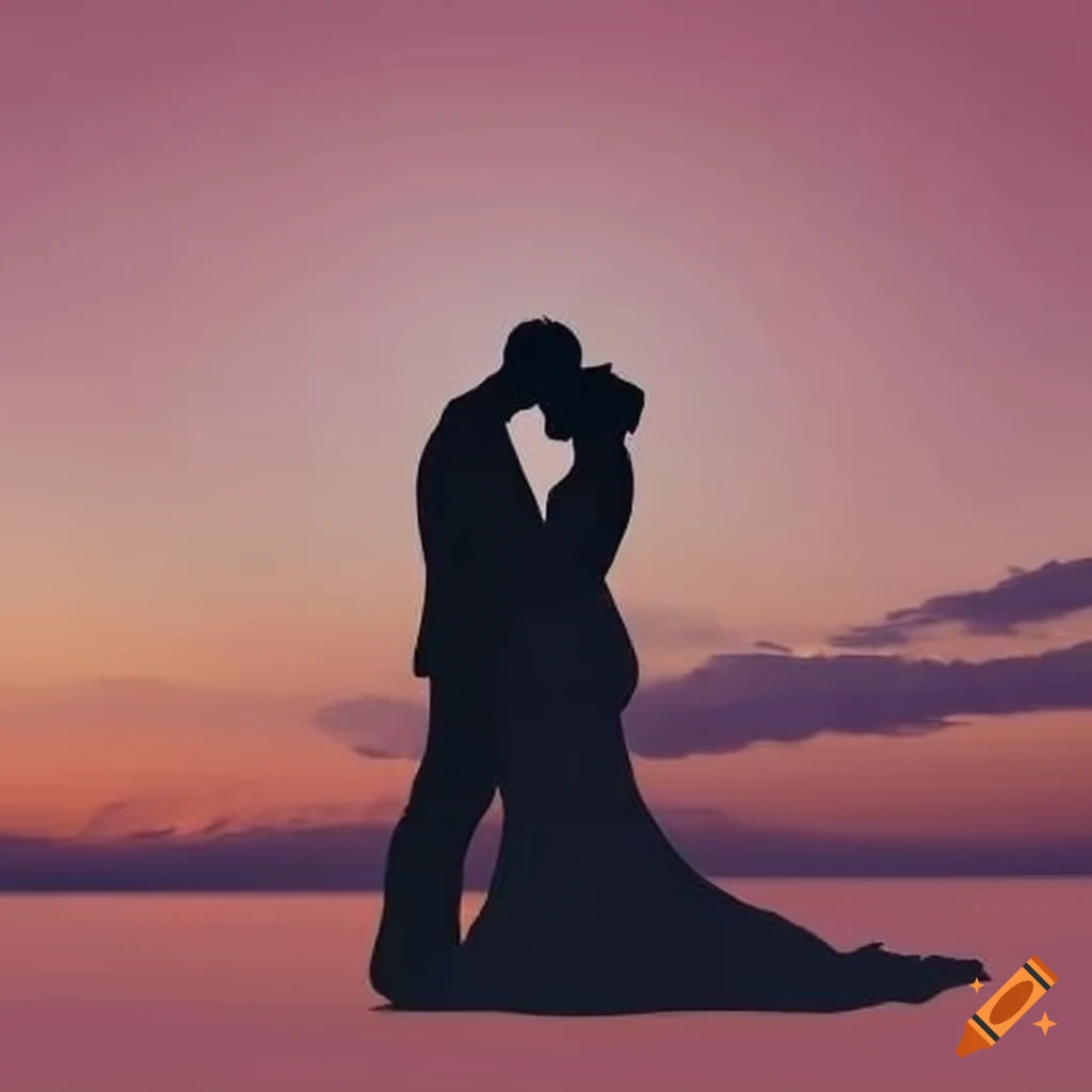 Silhouette of couple getting marriage