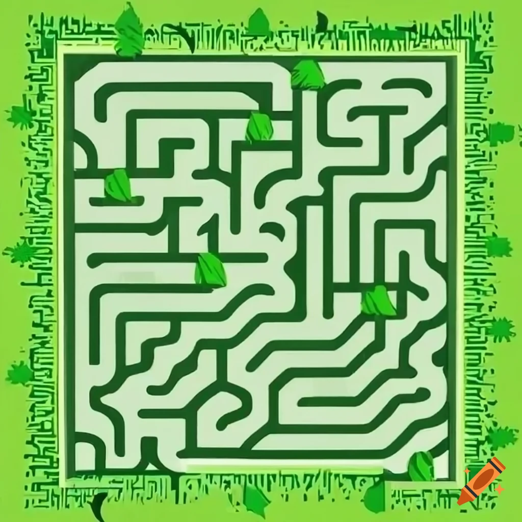 Leafy Square Maze With Wide Paths And Simple Design
