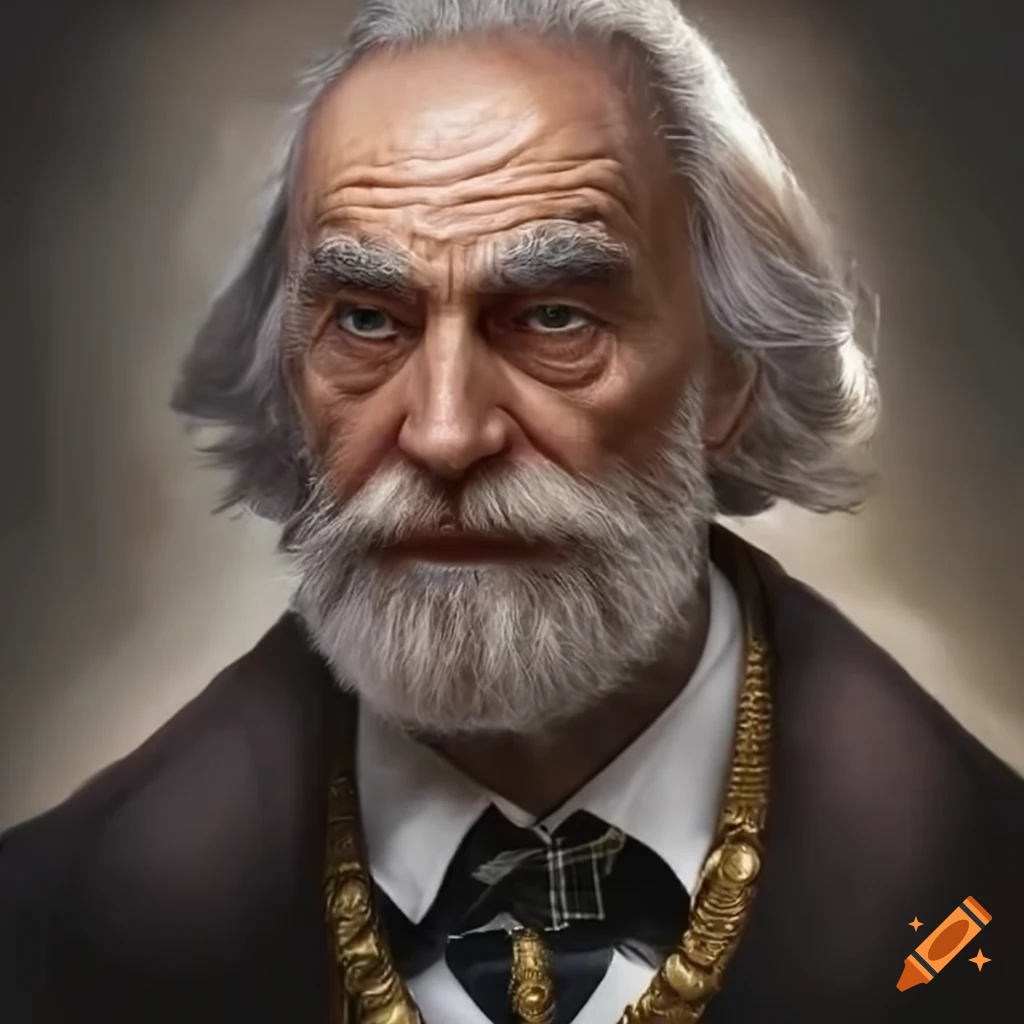 Lord mayor think aging man grayish brown hair portrait on Craiyon