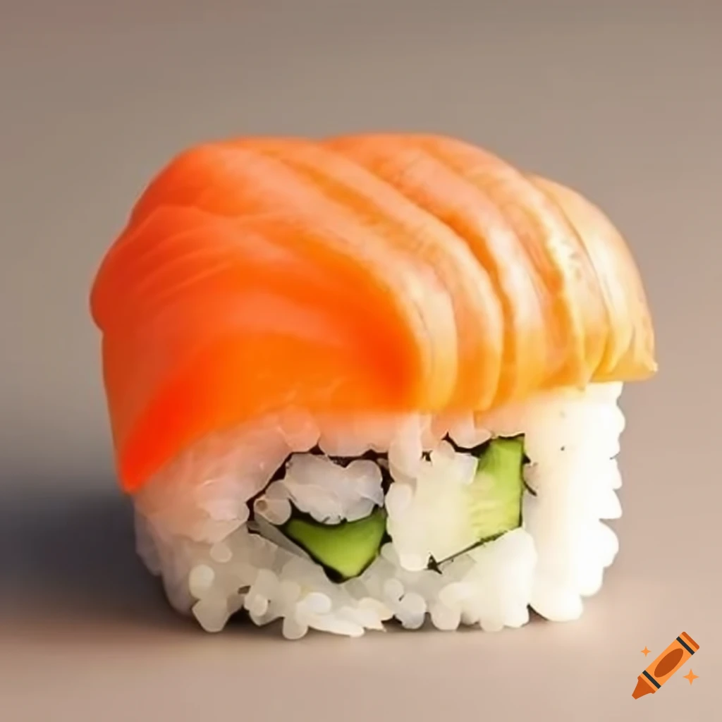 Make me a single sushi roll thats rotated 30 degree without any background