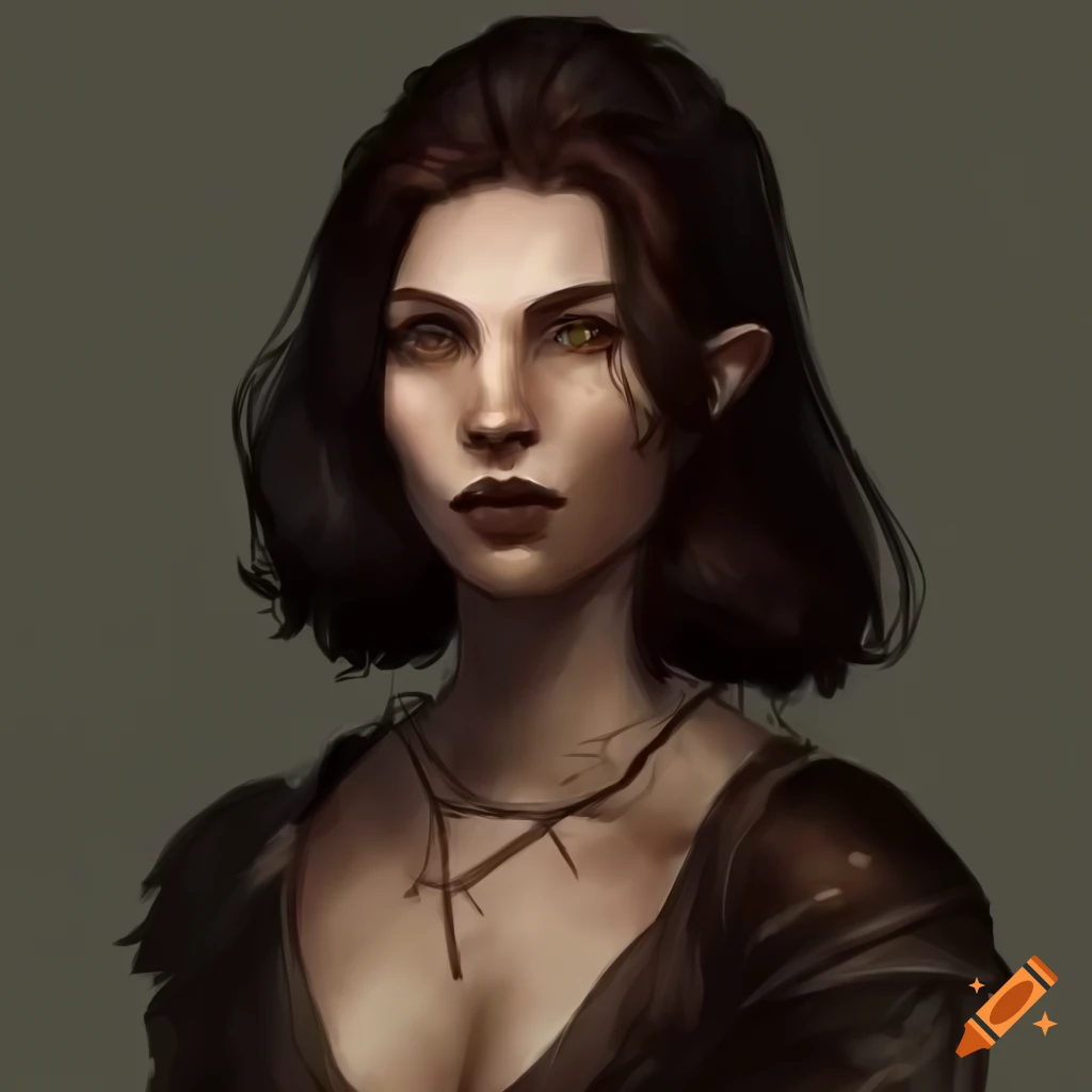 Confident, fair skin, shoulder length dark hair, female, brown eyes ...