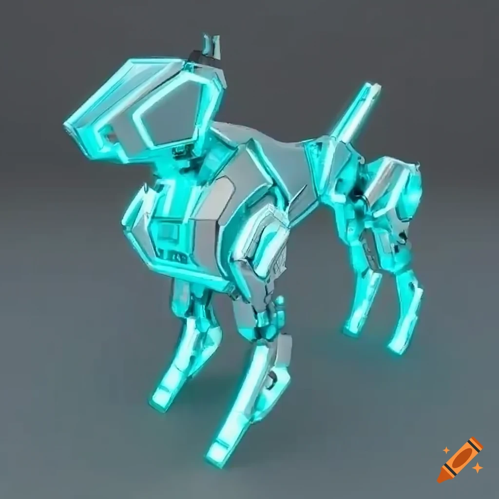 Glowing high tech mecha dog sci-fi style