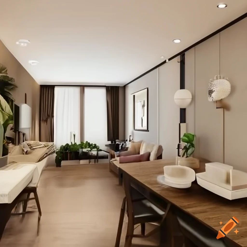 A 3d model visualization of a 70 meter square apartment with a master ...