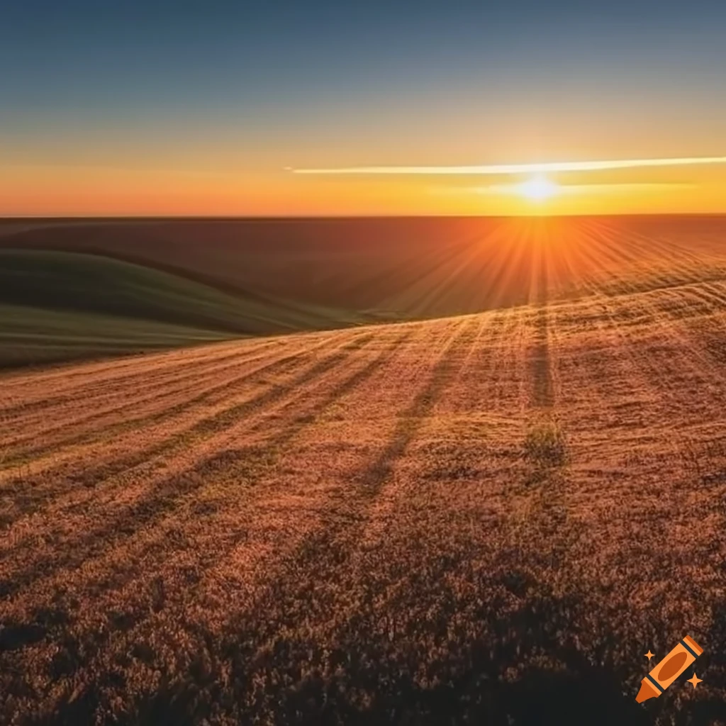 A wide angle landscape of the sunset over the east sussex downs