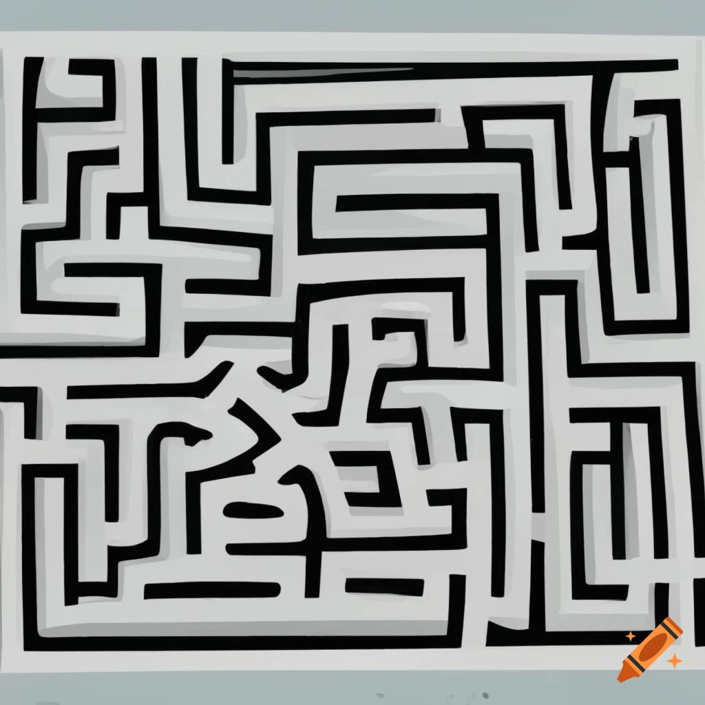 Top down view of maze cartoon